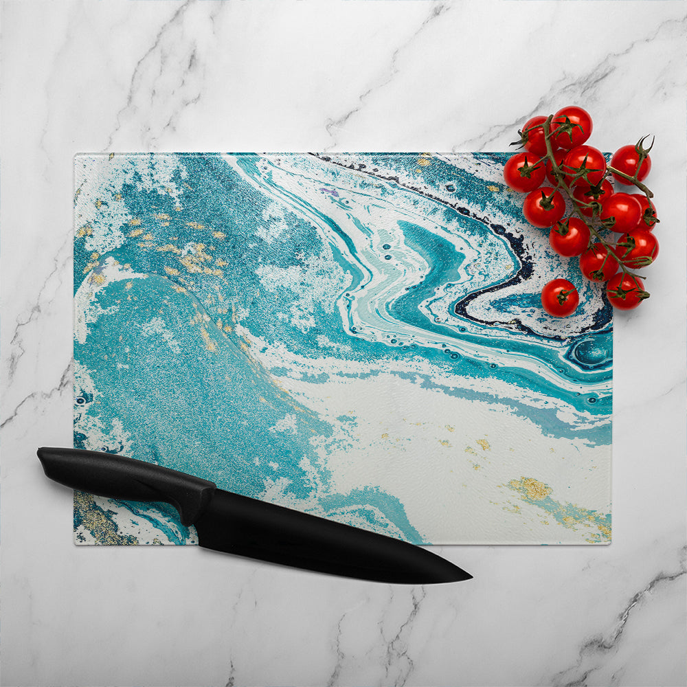 Marble In Blue Glass Chopping Board – Benjamin Tate Design