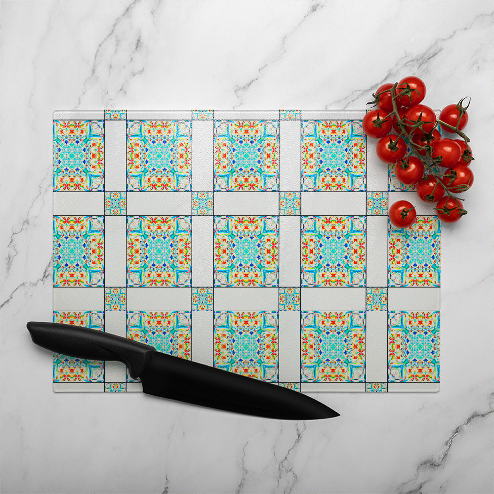 Colorful Textile Design Glass Chopping Board – Benjamin Tate Design