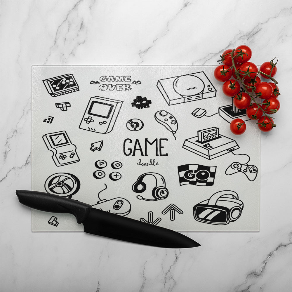 Game Doodles Glass Chopping Board – Benjamin Tate Design