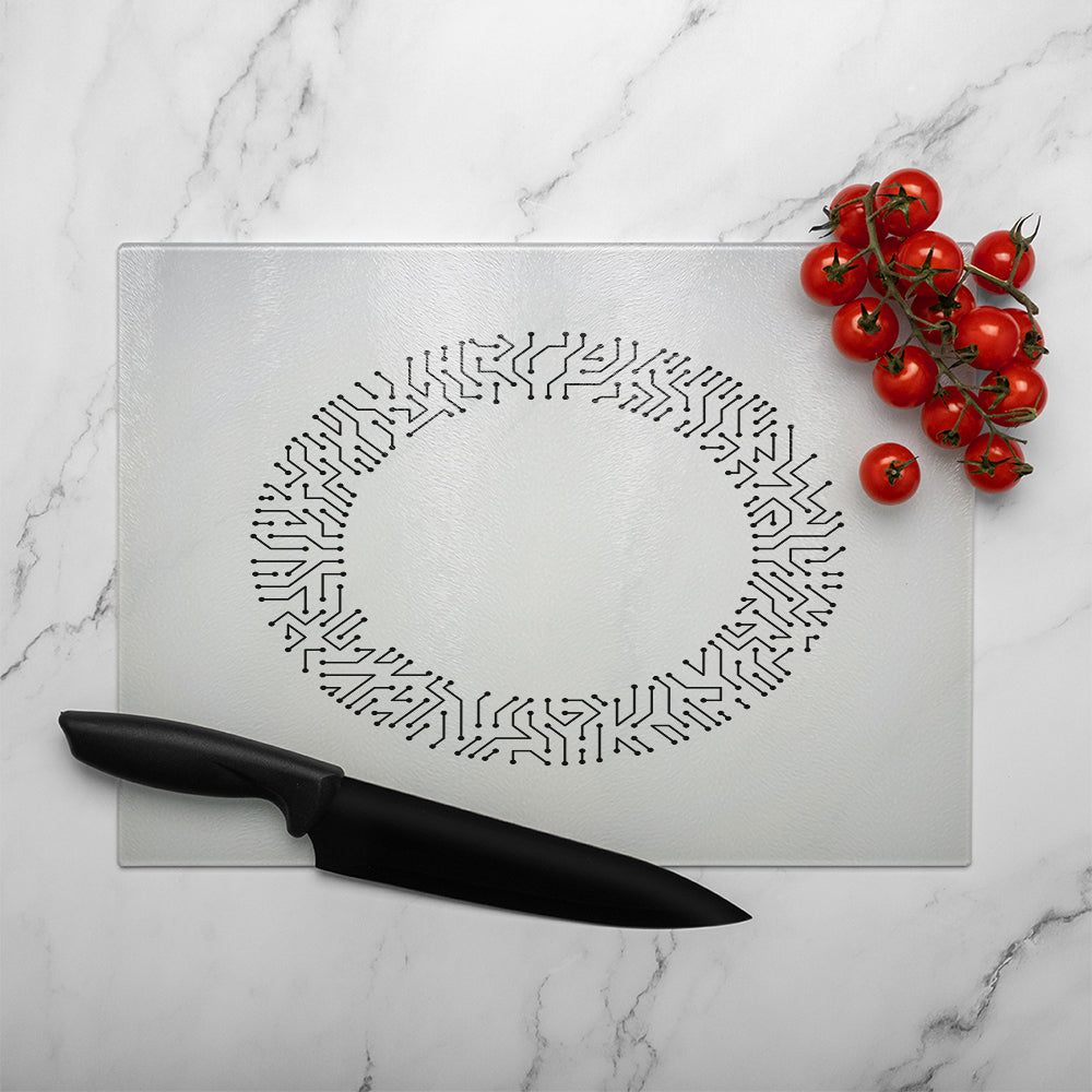 Abstract Technology Glass Chopping Board – Benjamin Tate Design