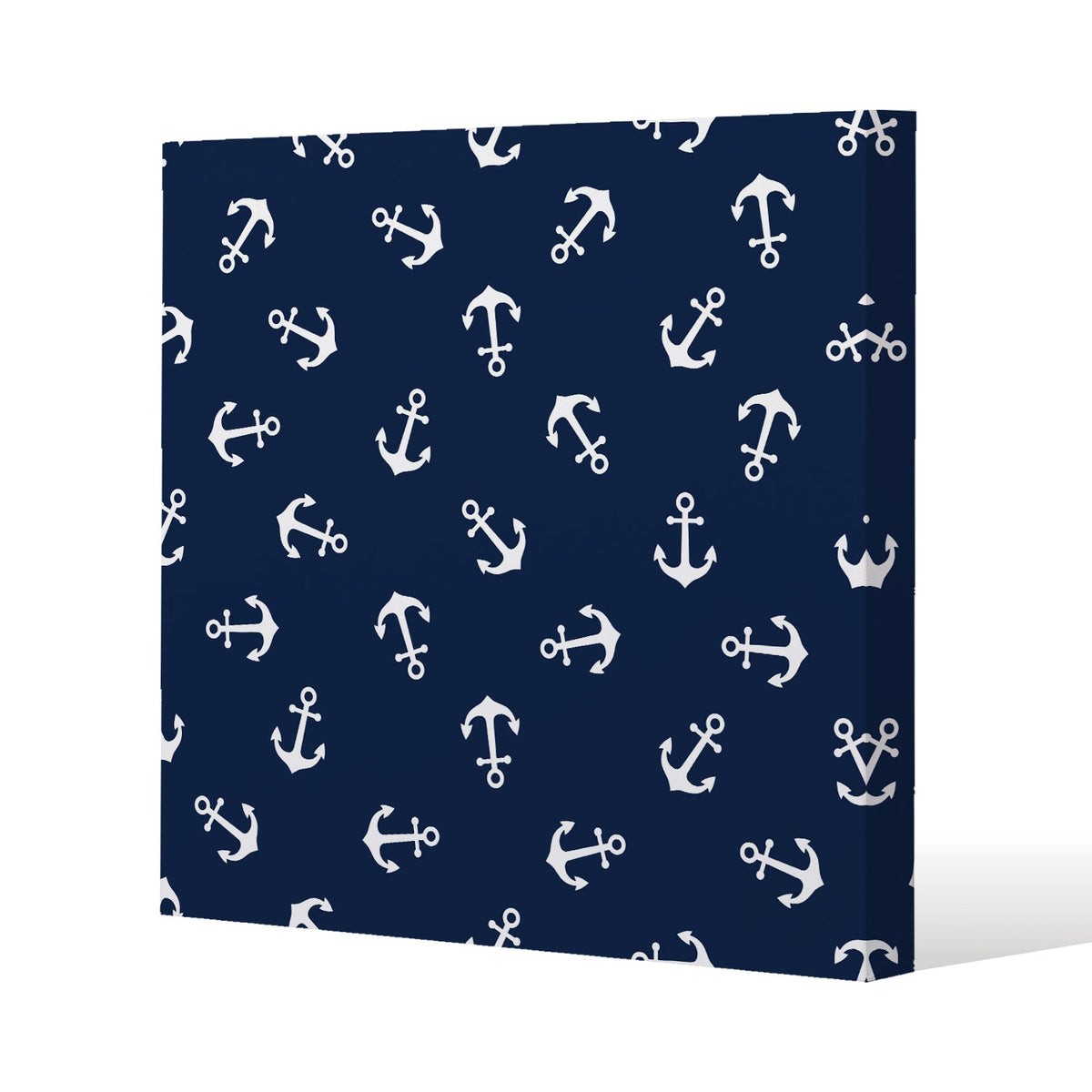 Anchors on Navy Background Slim Style Canvas Print 60x60cm , 15mm Slim ...