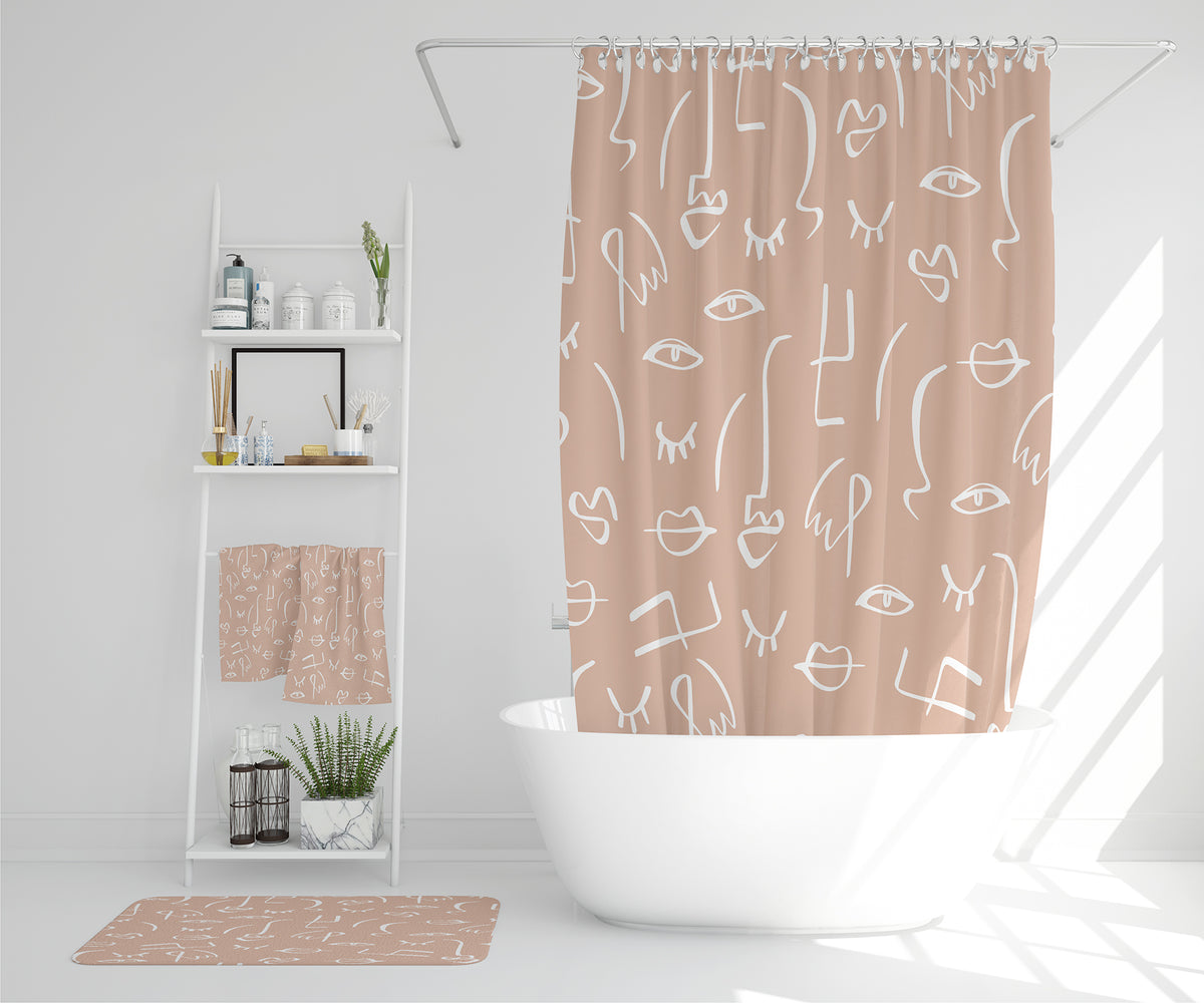 line drawing abstract faces (Bathroom Set) – Benjamin Tate Design