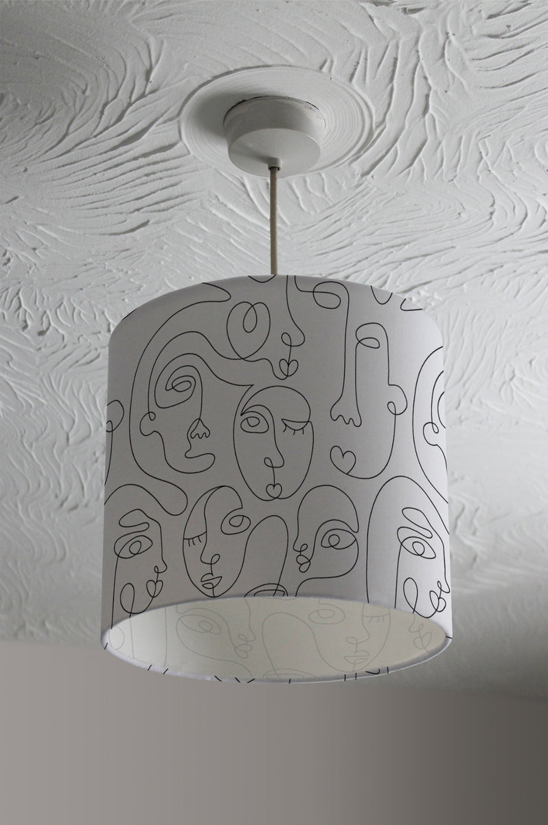 line drawing of faces (Ceiling & Lamp Shade) – Benjamin Tate Design