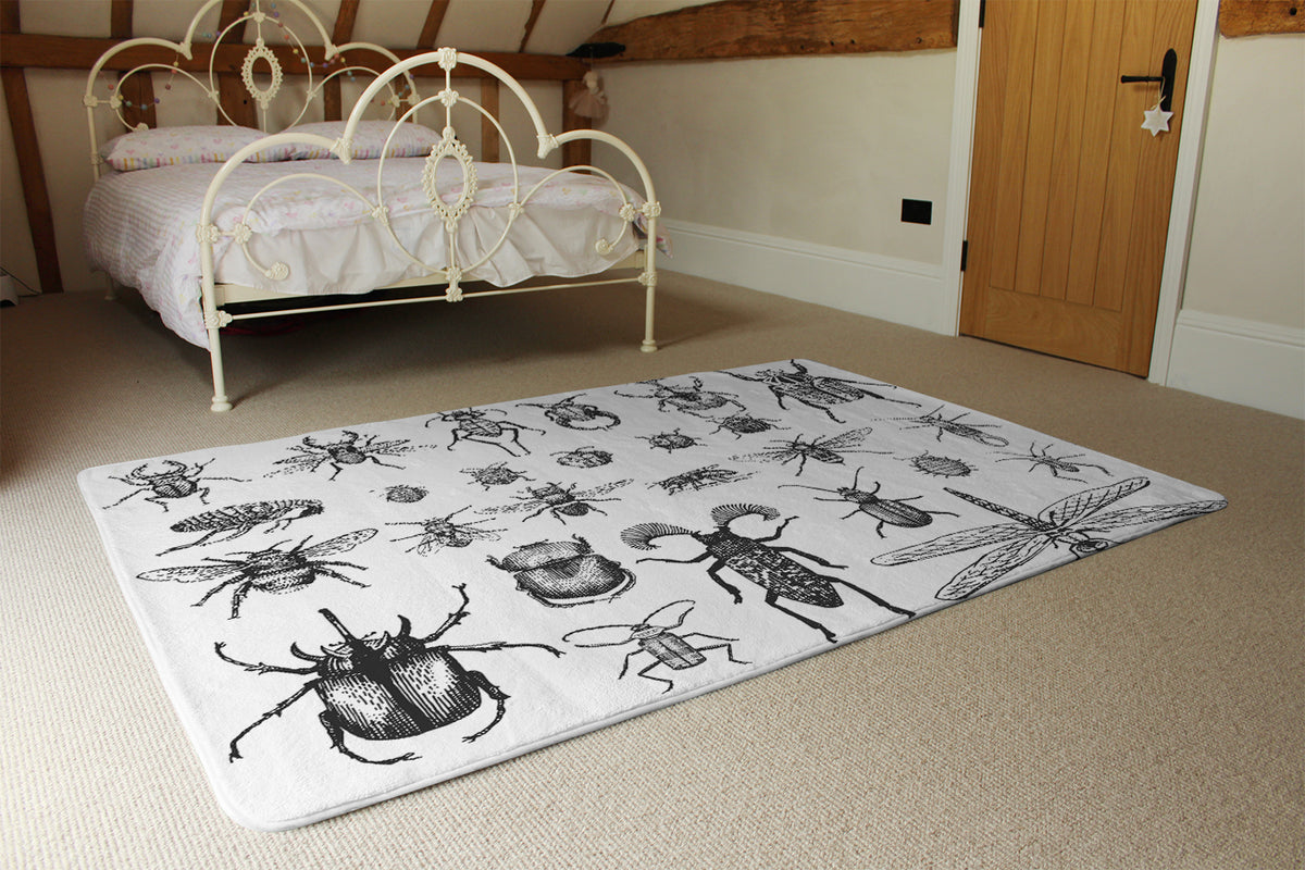 big set of insects bugs beetles and bees, fleas many species in vintag ...